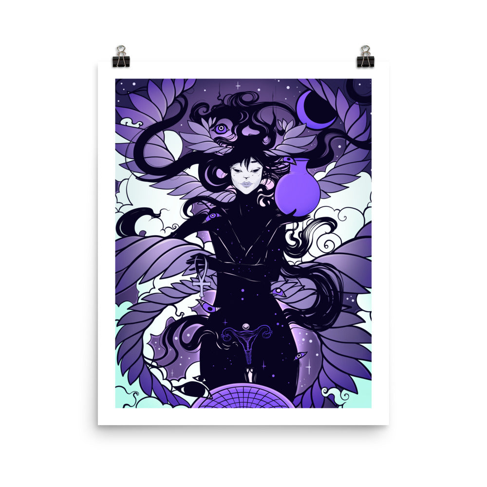 Nuit Egyptian Goddess Art Print, Witchy Wall Art