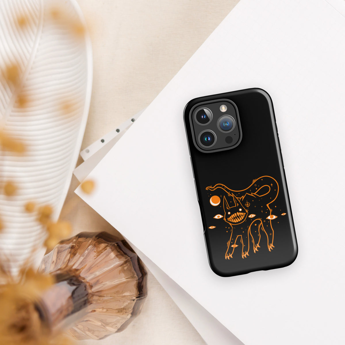 Black Cat With Big Teeth Phone Case, Gothic Accessories