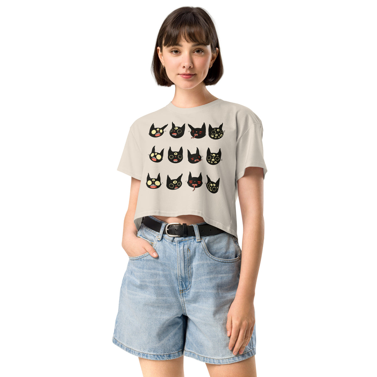 Cat Faces, Relaxed Crop Top